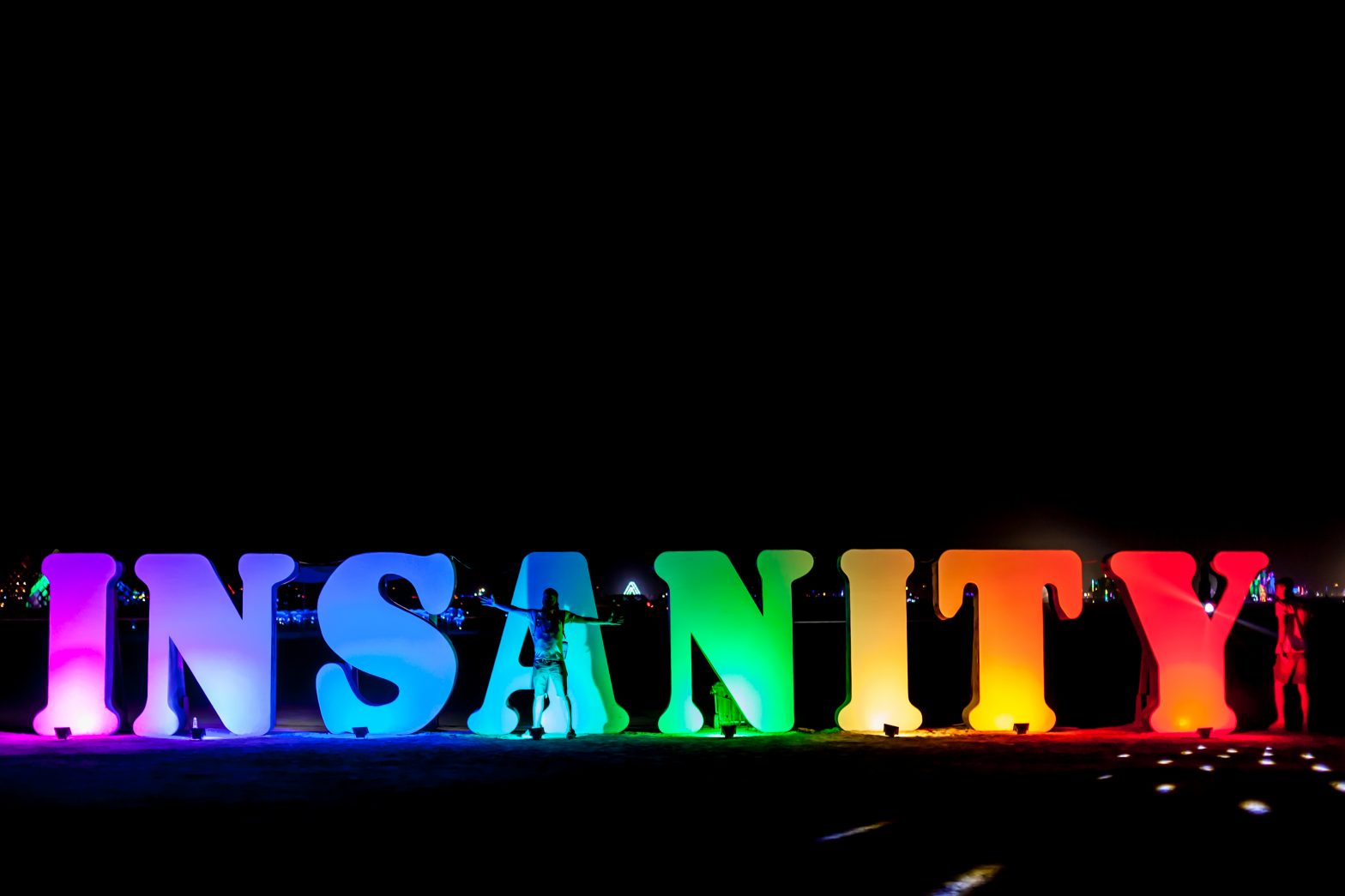 Insanity Sign At Night Burning Man 2013 - Duncan.co
