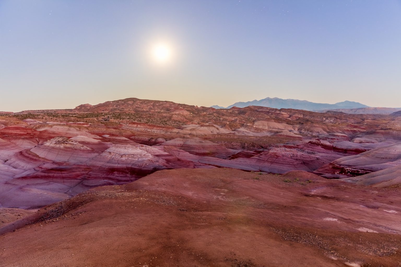Bentonite Hills Under Moonlight - Duncan.co