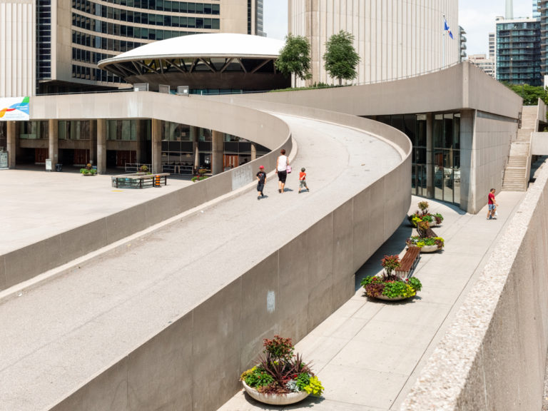 Mom and Boys Walking Up Ramp - Duncan.co